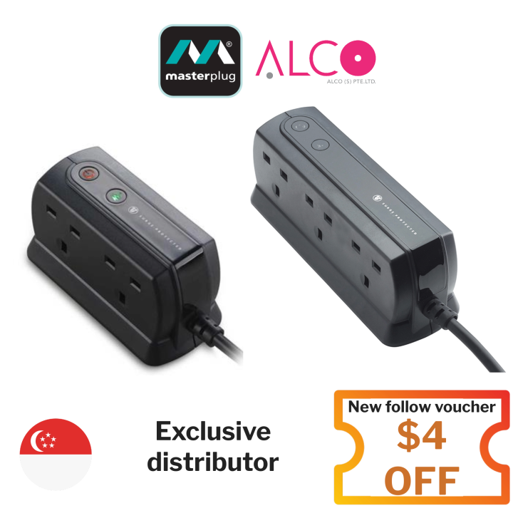 Masterplug Extension Socket, Surge Compact Extension Lead - 4/6 Socket ...
