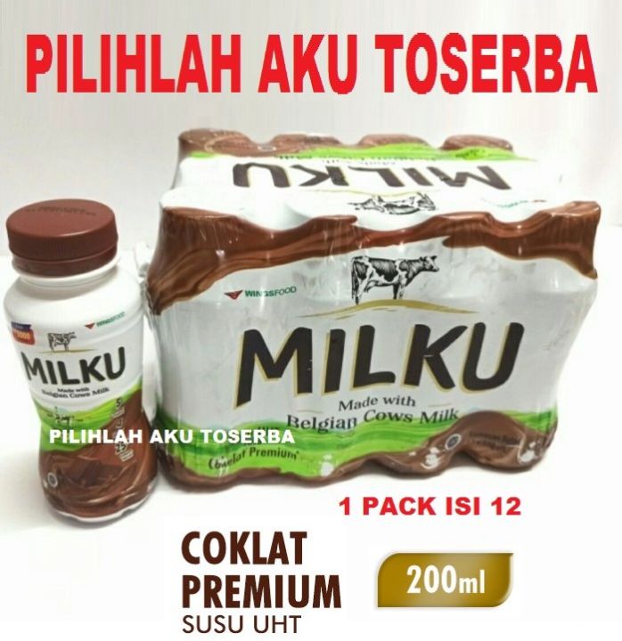 MILKU Susu UHT Rasa COKELAT 200 ml - (1 pack isi 12 botol) | Lazada ...