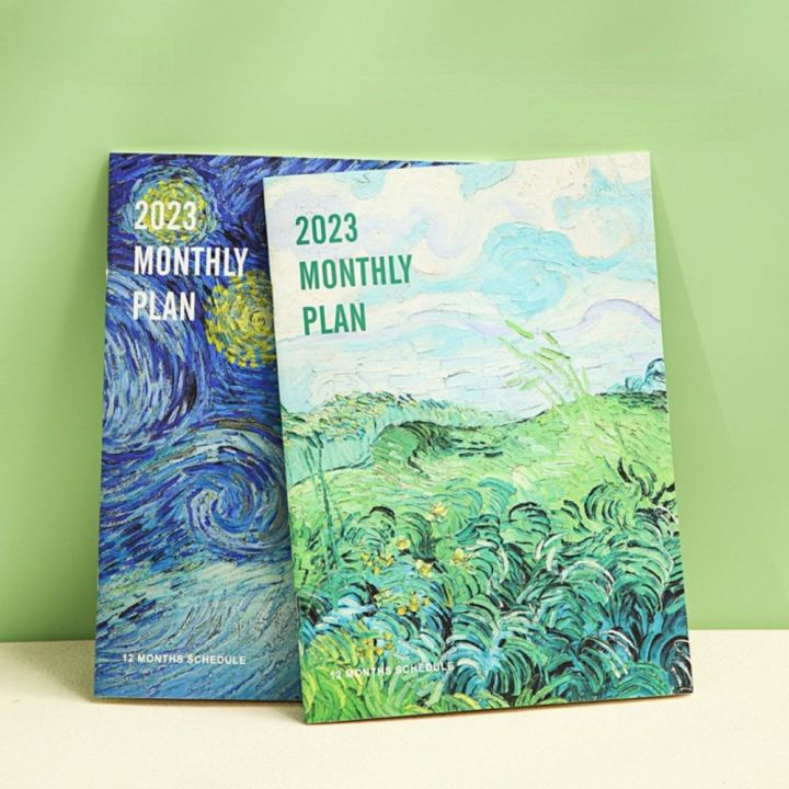 I2H67 Creative Oil Painting Office Supplies Monthly Work planning ...