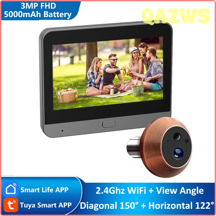 QAZWS Bronze Color Tuya Smart Life APP Remote View 3MP Mini Digital ...