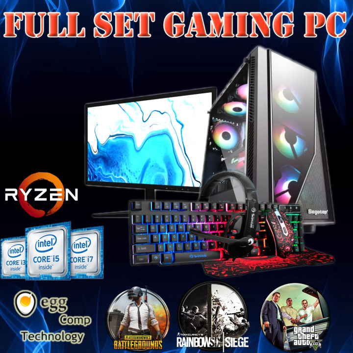 GAMING PC PC FULL SET 24" MONITOR INTEL I3 I5 AMD ATHLON RYZEN R5 ...
