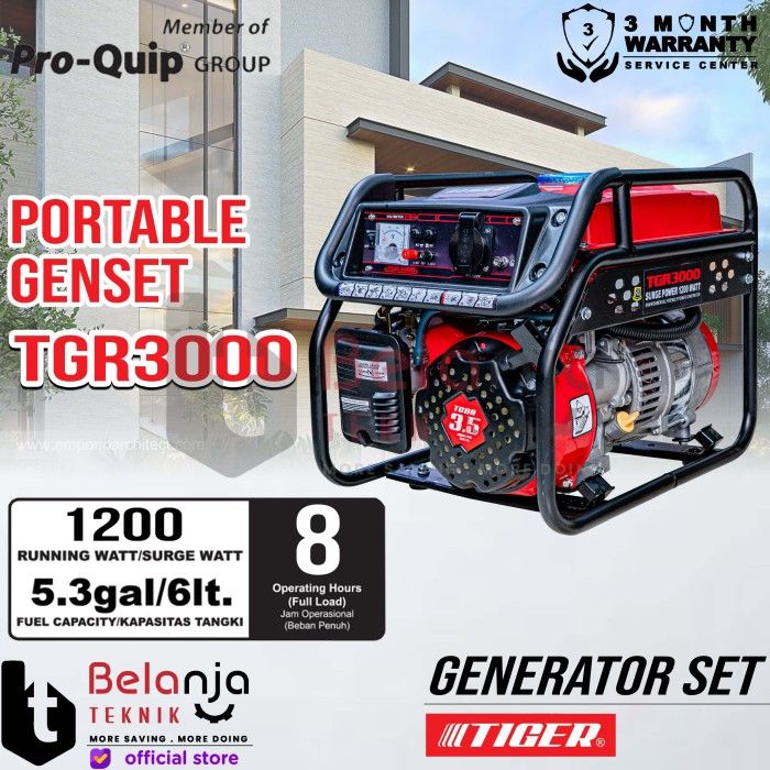 Tiger Generator Set Bensin TGR 3000 1200 Watt Genset Recoil TGR3000 ...