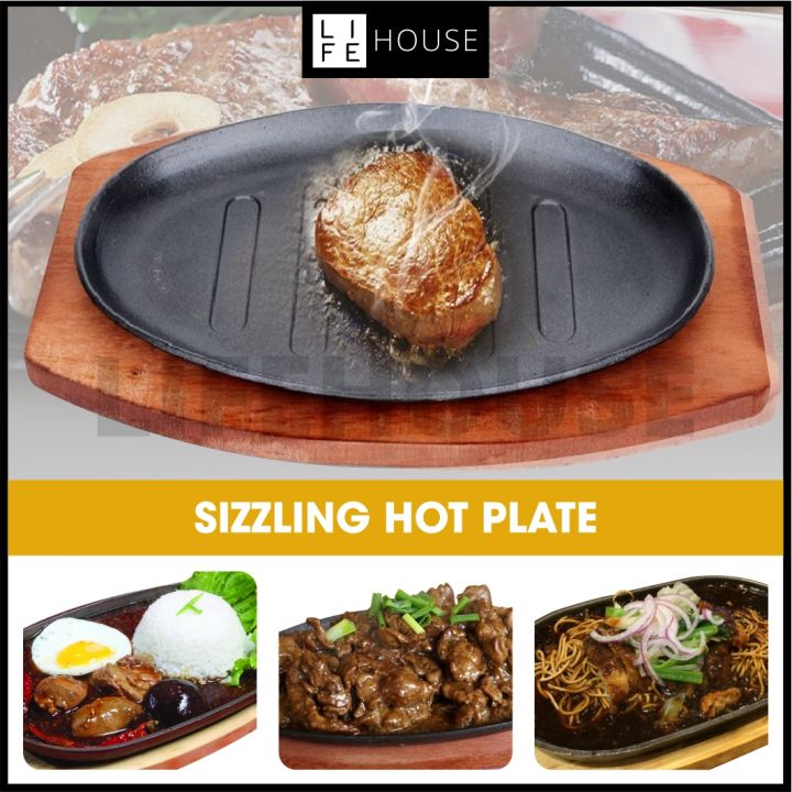 🔥 Promo Hebat 🔥 Sizzling Cast Iron Hot Plate Oval With Wood Plate ...