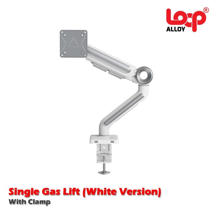 Loop Alloy Single Gas Lift Monitor Mount with Clamp Premium (White ...