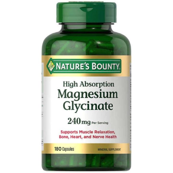Nature's Bounty Magnฟesium Glycinate 240 mg 180 Capsules | Lazada.co.th