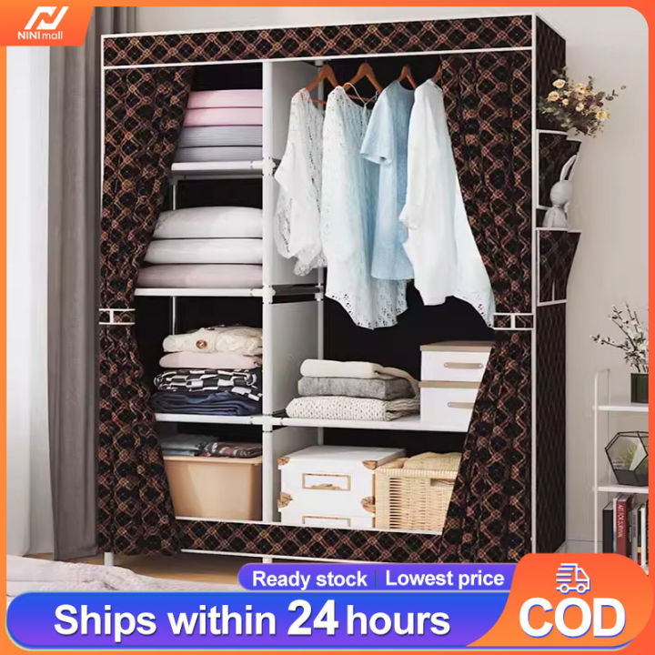 NINI Wardrobe Self Almari Baju Rak Baju Assembly Non Woven Cloth ...
