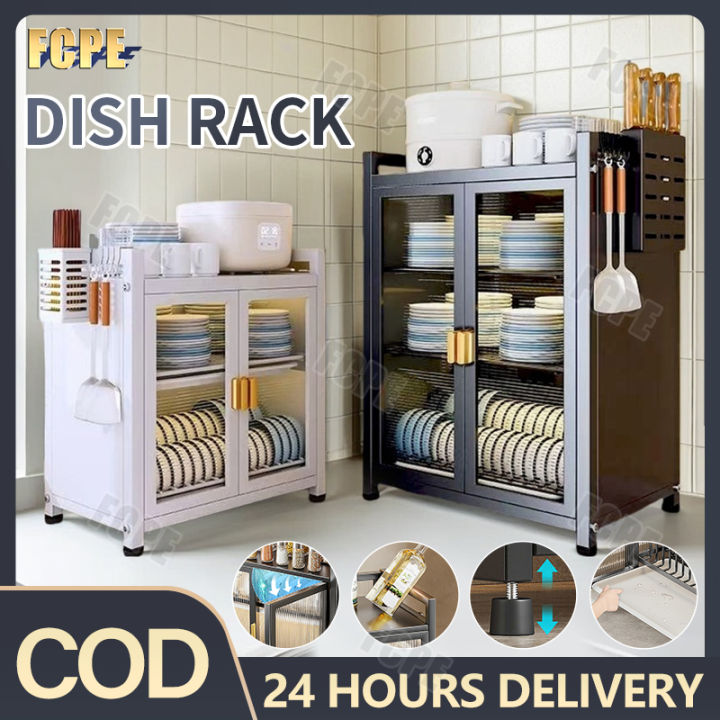 3-Tier Kitchen Dish Rack Cabinet Organizer Dustproof and Oil Resistant ...