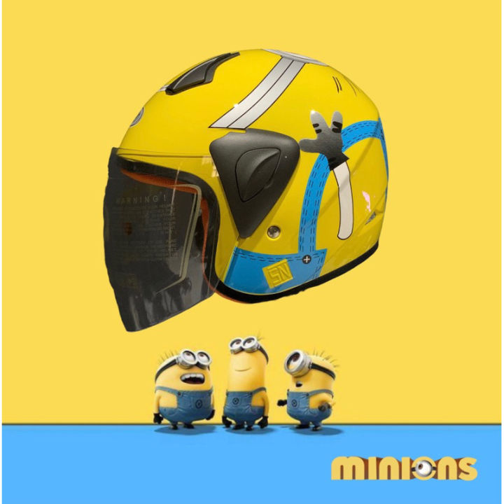 Helm Anak SNI Junior Half Face Premium Karakter Minion Kuning | Lazada ...