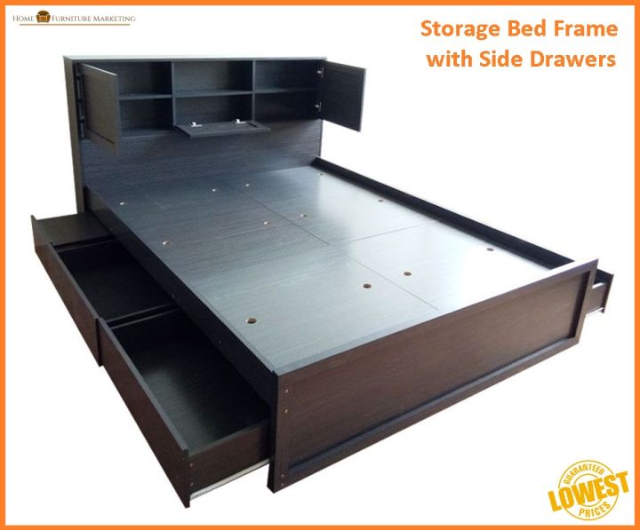 Storage Bed Frame with Side Drawers FREE ASSEMBLE | Lazada PH