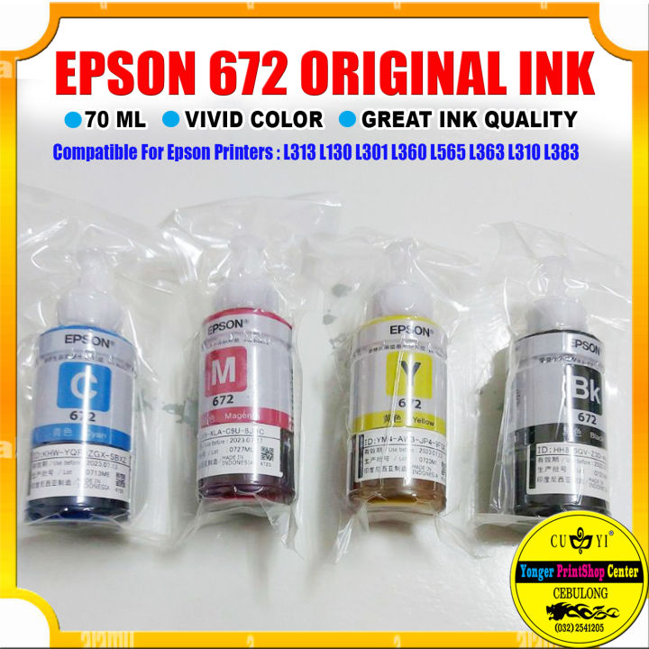 EP ORIGINAL INK 672 (same with 664 ink)CMYK/SET for epson L120 L313 ...
