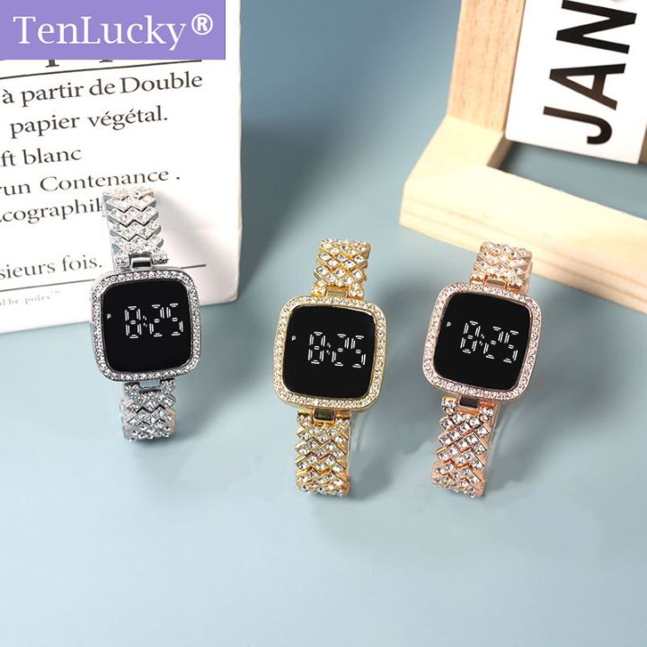 TenLucky electronic watches for women Fashion Bling Korean Style Casual ...
