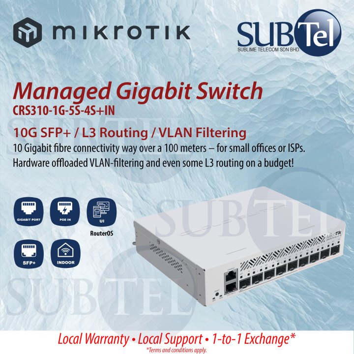 Mikrotik CRS310-1G-5S-4S+IN Managed Gigabit Switch | Lazada