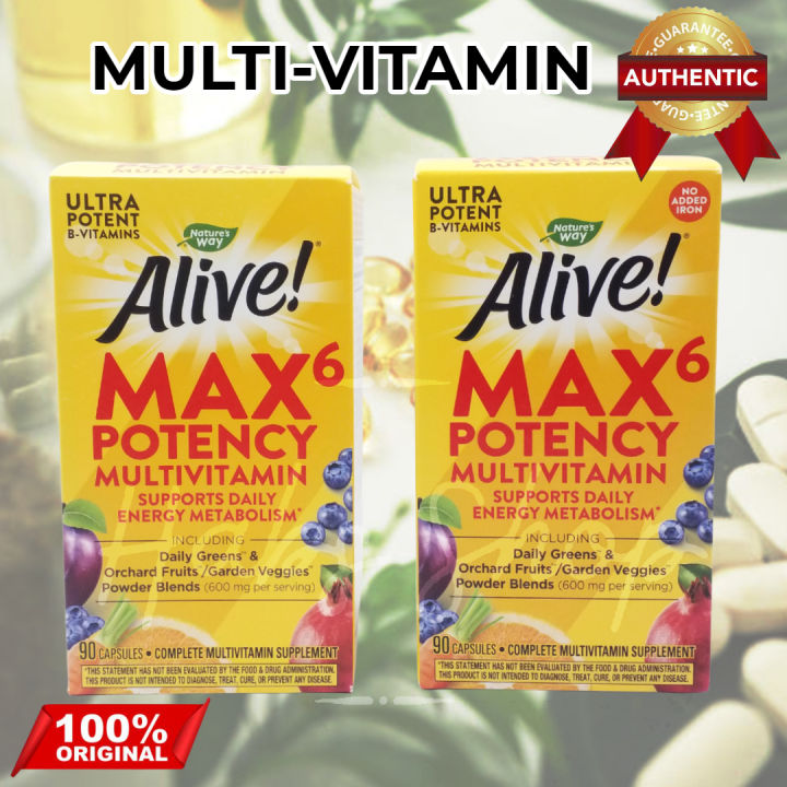Natures Way Alive! Max6 Multivitamin Once Daily 90 Caps With Iron or ...
