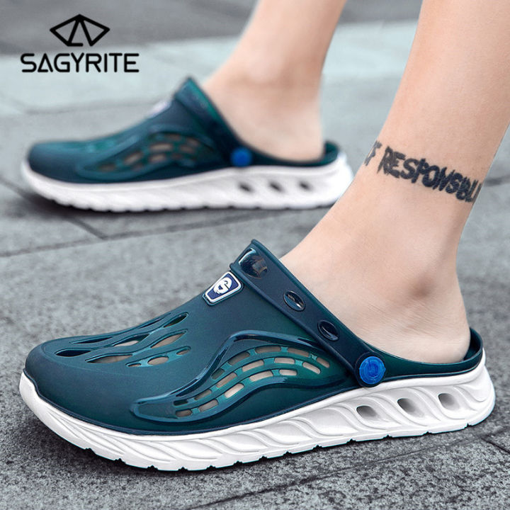 SAGYRITE 2021 New Slipper for Men Lazy Half Slipper Beach Flip Flops ...