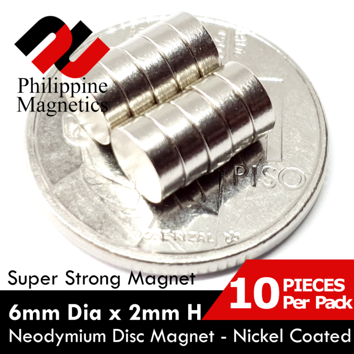 10 Piece 6mm Diameter x 2mm Th Neodymium Magnet Super Strong Rare Earth ...