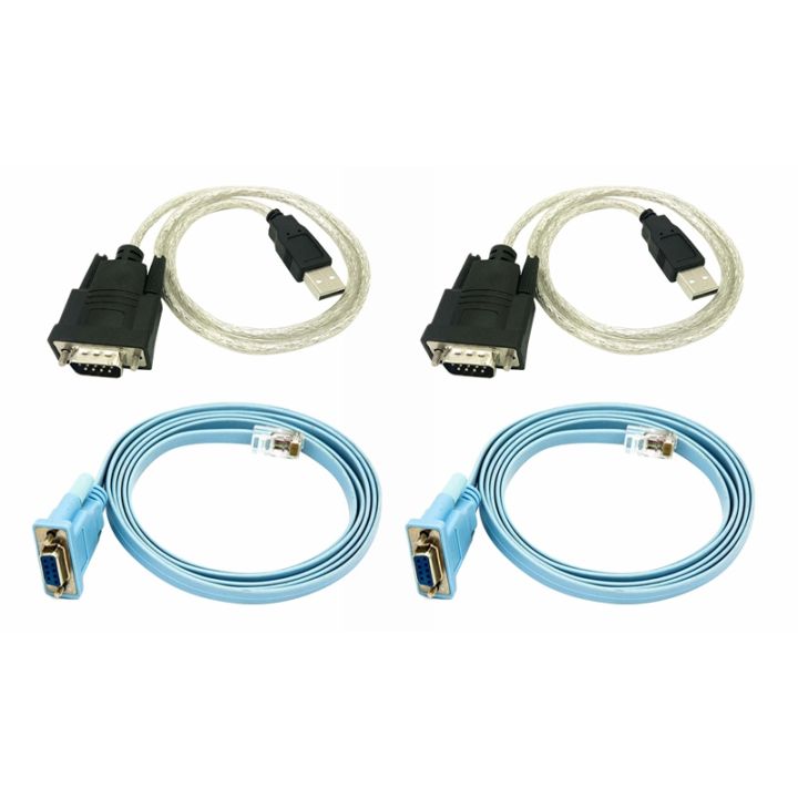 2x Rj45 Network Cable Serial Cable Rj45 To Db9 And Rs232 To Usb 2 In 1 Cat5 Ethernet Adapter