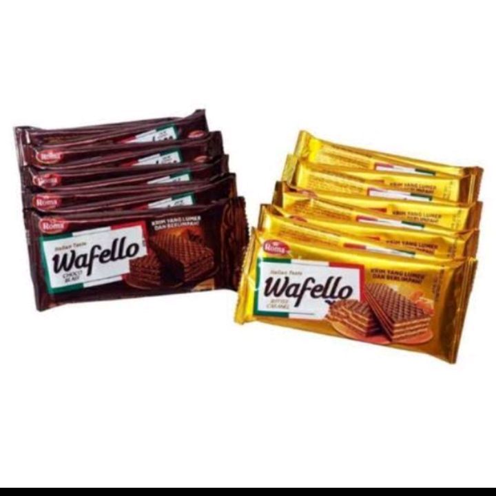 Roma Wafello COKLAT / CREAM CARAMEL 17 gram (1 pack isi 10 pcs ...