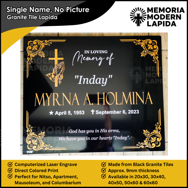 Modern Lapida/ Personalized/ Laser Engraved Lapida on Black Granite ...