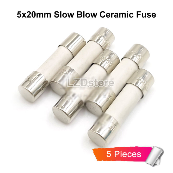 5pcs 5*20mm Slow Blow Ceramic Fuse 250V T1AH250V T1.25AH250V T1.6AH250V T2AH250V T2.5AH250V T3 ...