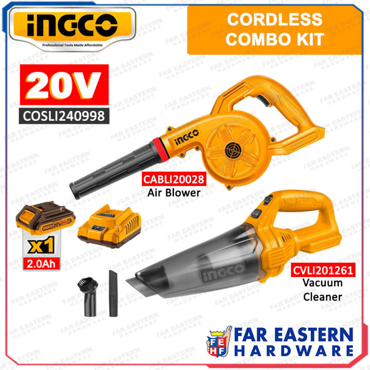 INGCO COMBO KIT Cordless Vacuum Cleaner | Air Blower 20V COSLI240998 ...