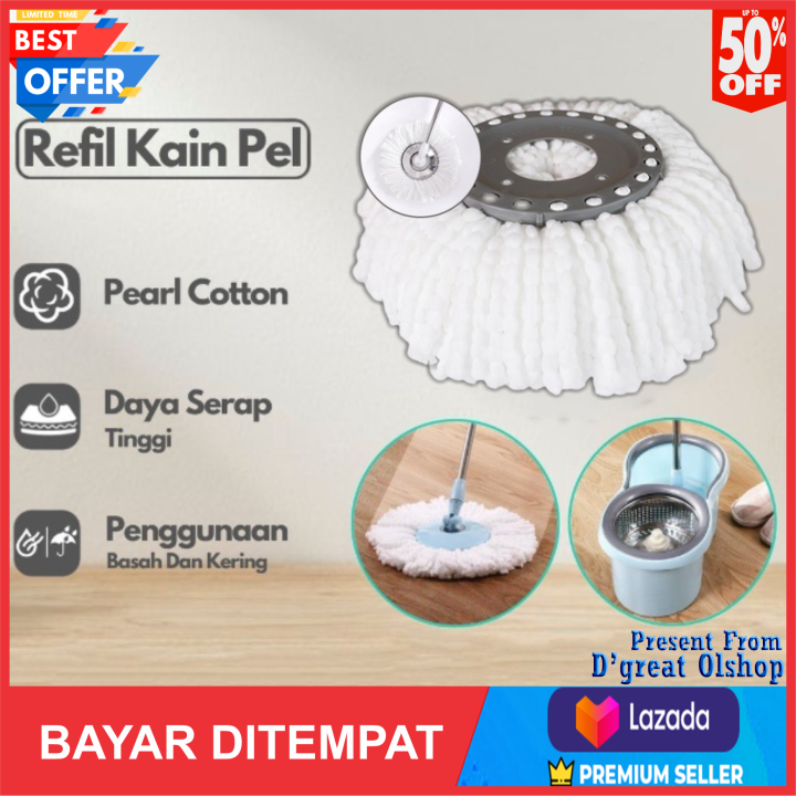 PROMO!! Refill Spin Mop Pel Putar Otomatis-Ultra Mop Refill White ...