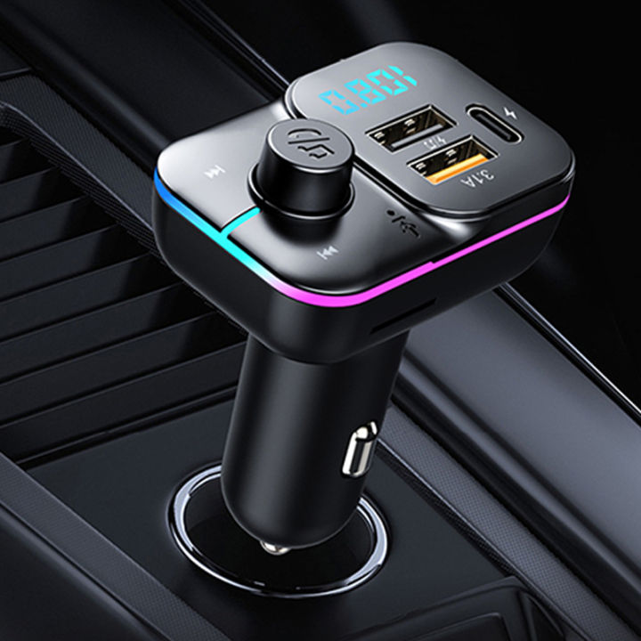 Bluetooth FM Transmitter MP3 Music Player Radio Adapter USB Type C Car ...