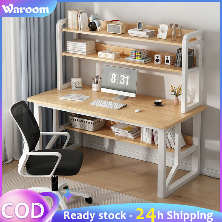 WAROOM Computer Table With Book Shelf Student Study Table With Storage ...