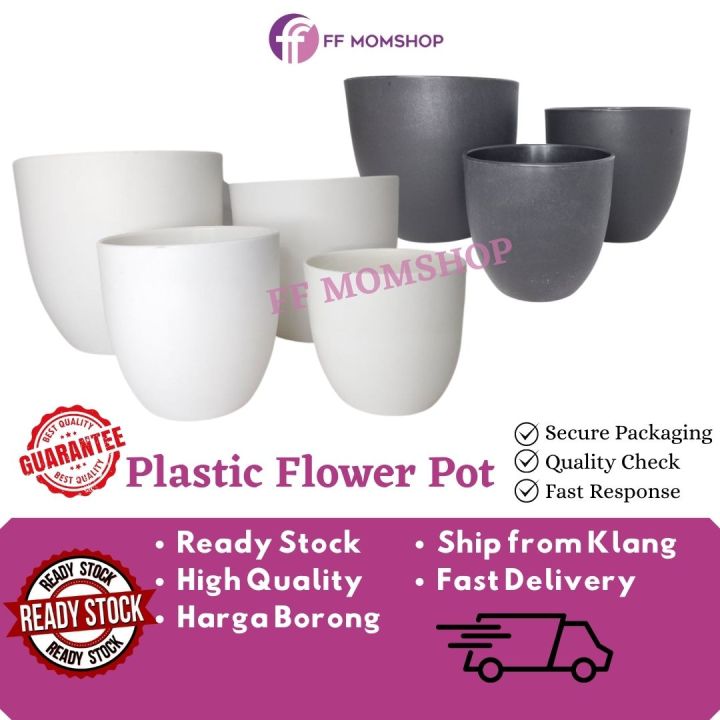 Large White Plastic Vase Nordic Modern Big Flower Pot Pasu Bunga ...