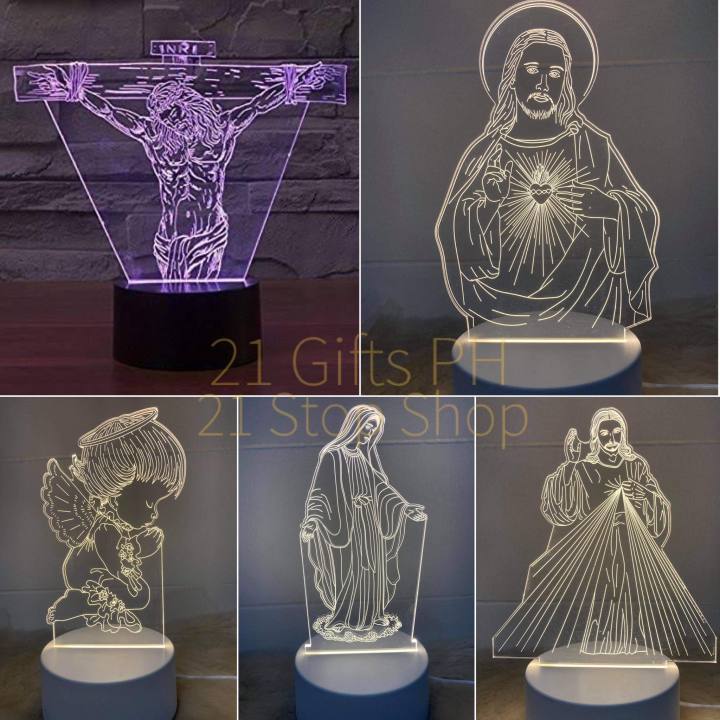 Jesus Christ/Mary 3D Acrylic LED Lamp [single/7 colors/16 colors with ...