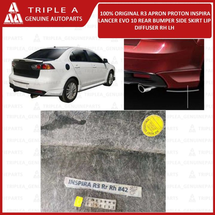 100% original r3 apron proton inspira lancer evo 10 rear bumper side ...