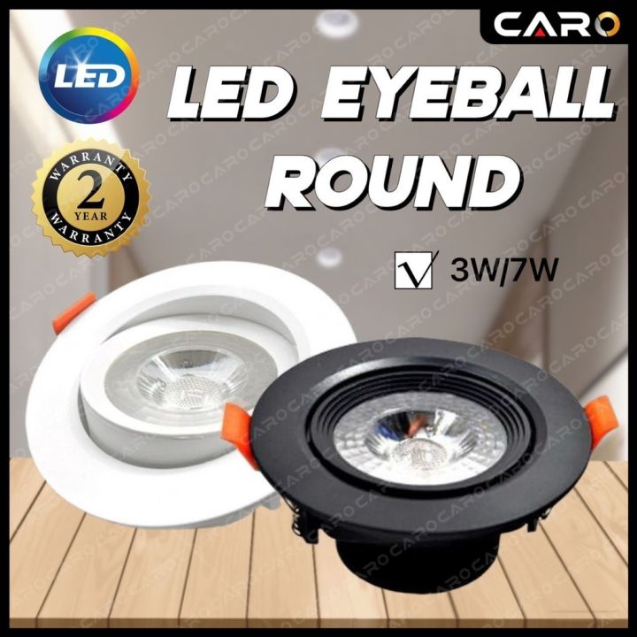 [ 2 YEARS WARRANTY ] LED EYEBALL 3W/7W BLACK/WHITE LED RECESSED ...
