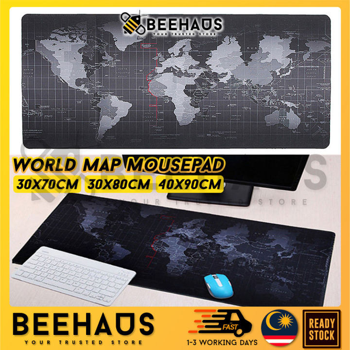 BEEHAUS Big Size Gaming World Map Keyboard Mouse Pad Anti-Slip Rubber ...