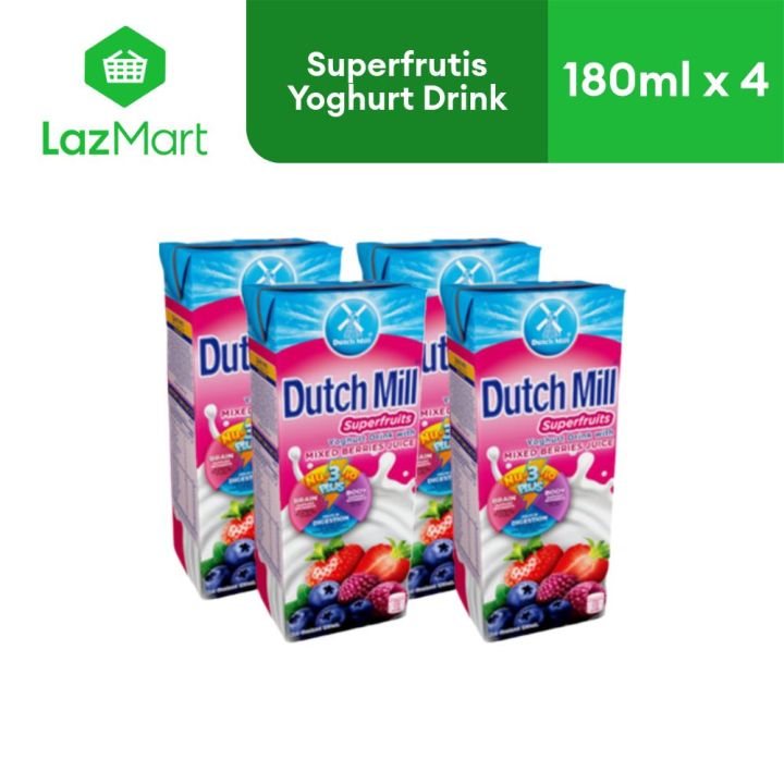 Dutch Mill UHT Yoghurt Drink Superfruits 180ml x 4 | Lazada PH
