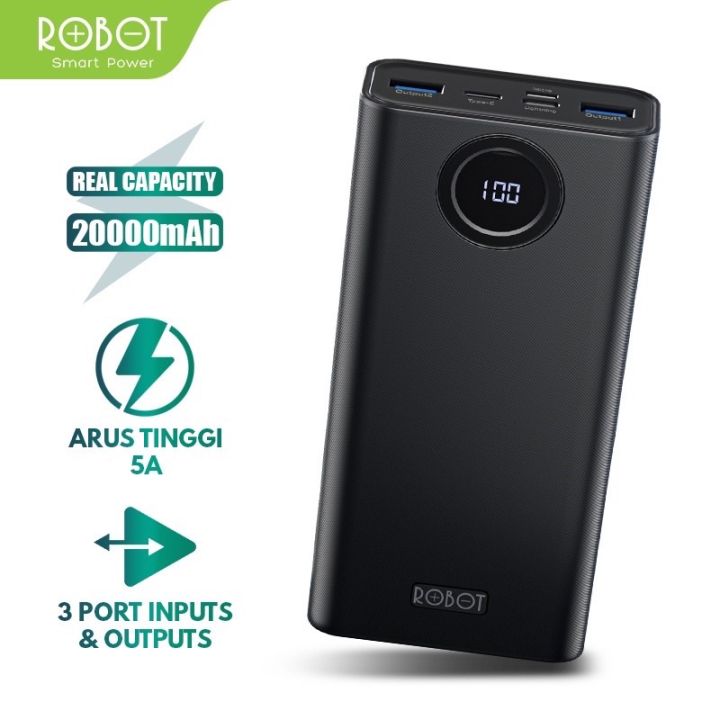 Robot Power Bank RT23 Powerbank 20000mAh Quick Charging 3 Port Input ...