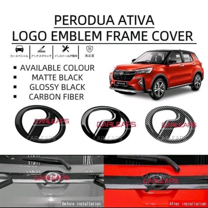 Carleaps Perodua ativa carbon fiber car logo emblem frame cover garnish ...