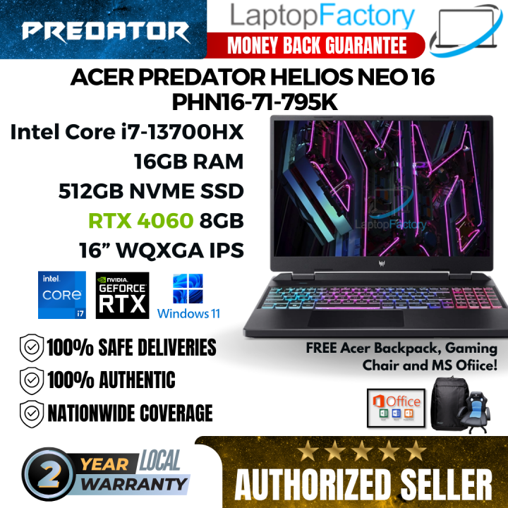 Acer Predator Helios NEO 16 PHN16-71-795K i7 16GB RAM 512 SSD 16 WQXGA ...