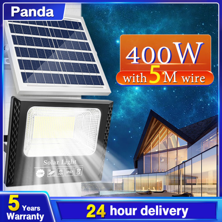 Panda solar flood light solar light with 5m cable with romote control ...