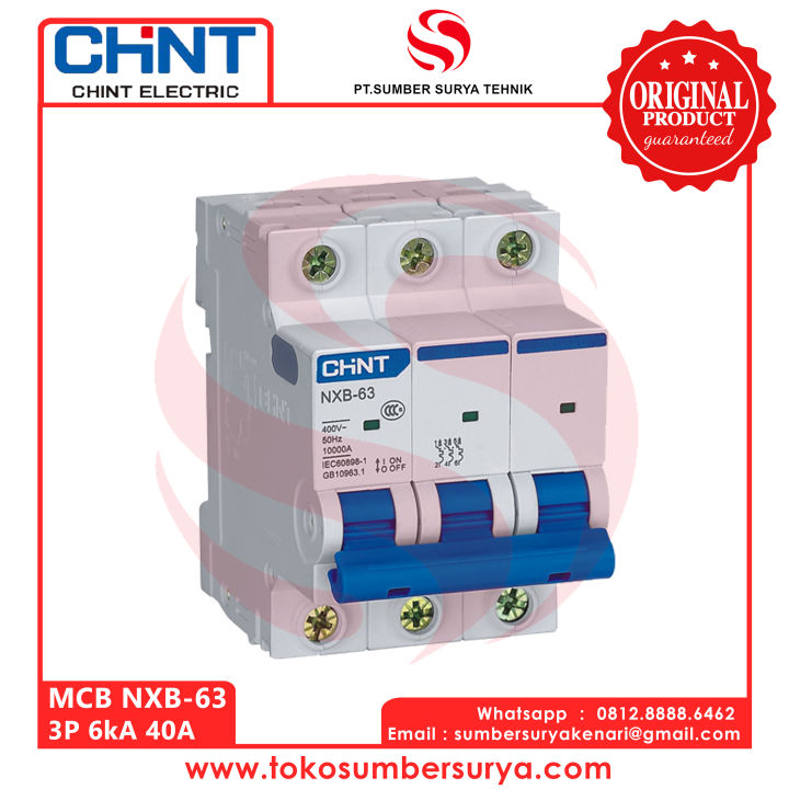 MCB NXB-63 / NXB63 3P 40A 6kA Chint | Lazada Indonesia