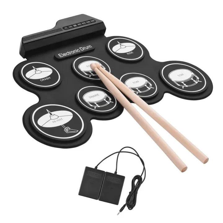 Electronic Drum Set USB Roll-Up Silicon Drums Pad Digital Foldable ...