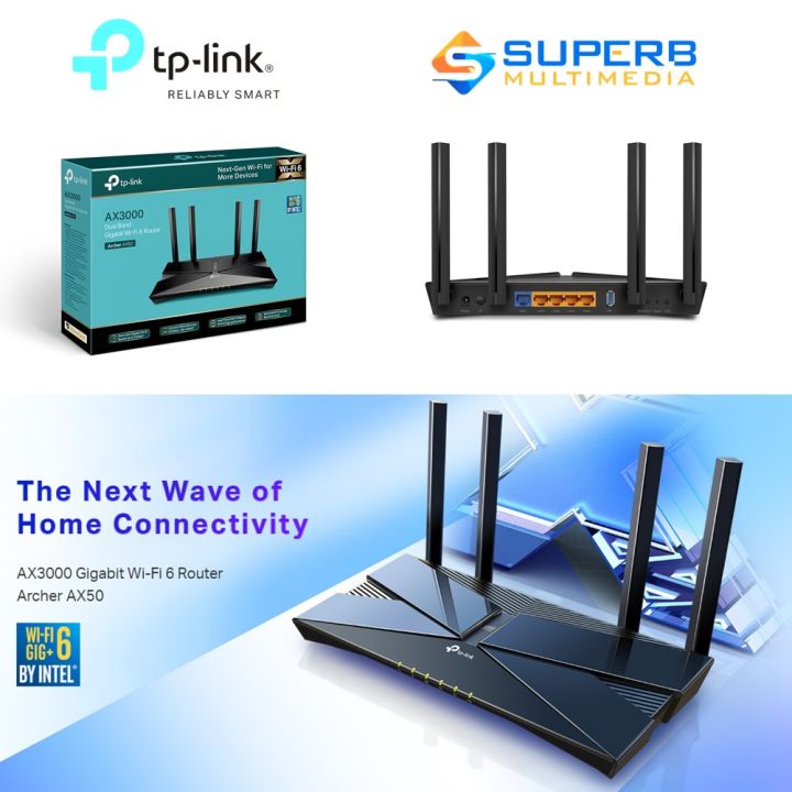 TP-Link AX3000 Dual Band Gigabit Wi-Fi 6 Router (Archer AX50) | Lazada