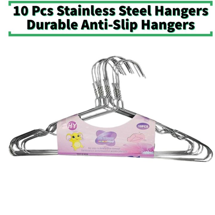( E HOMES ) - 10 Pcs Stainless Steel Wire Hangers, Coat Hanger ...