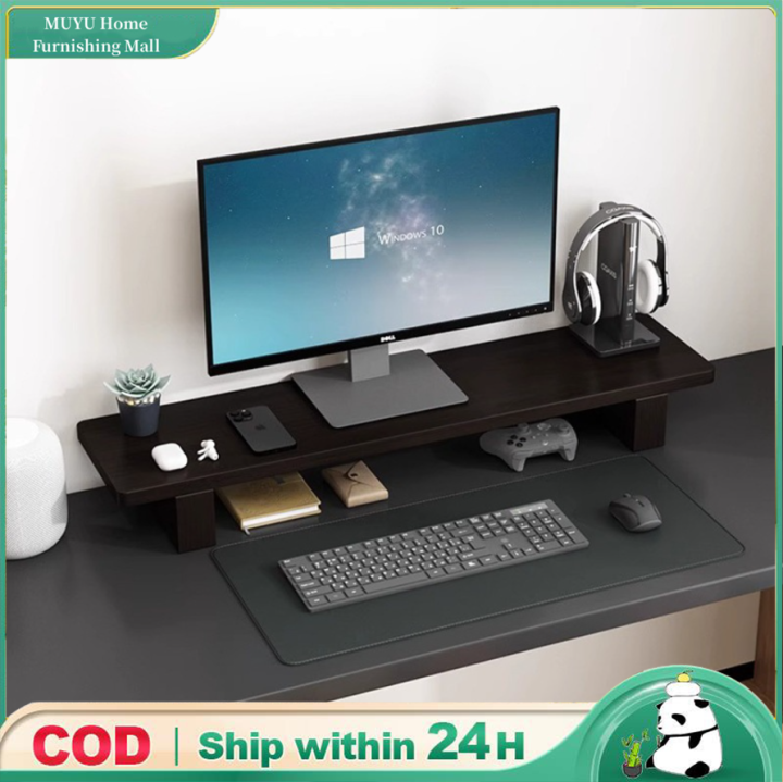 Natural Bamboo Computer Monitor Stand Wooden Screen Increased Mount ...