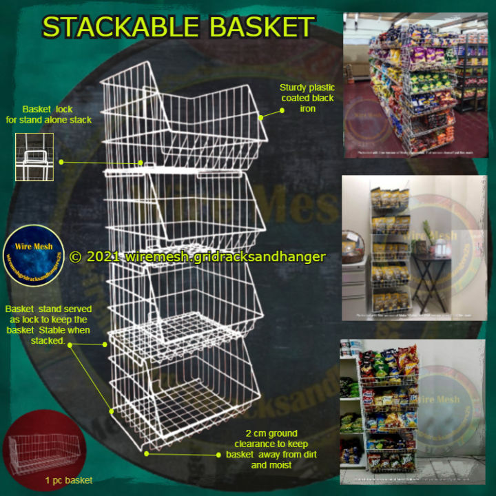 MERCHANDISE RACK ORGANIZER - BIG WIRE - STACKABLE GROCERY RACK - 1 to 4 ...