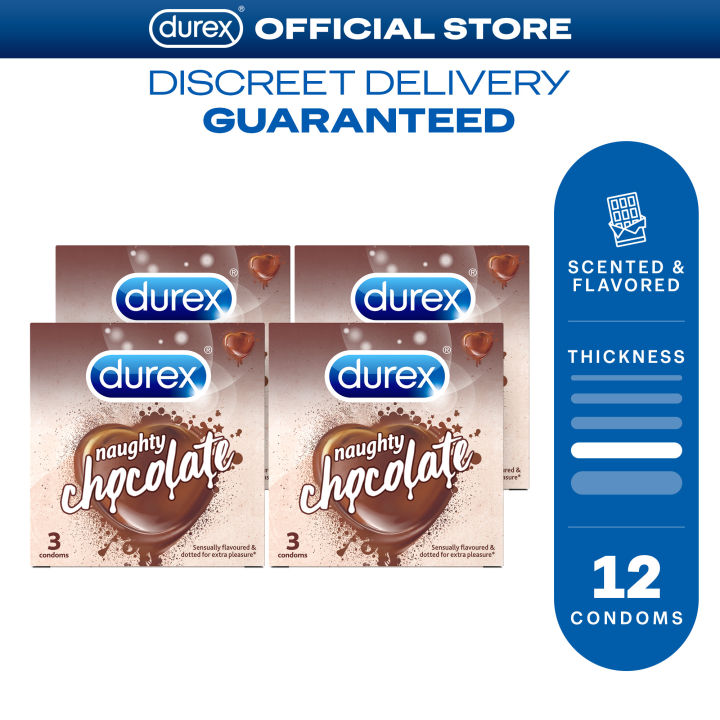 Durex Naughty Chocolate Lubricated Condoms 3s (Set of 4 - 12 Condoms) | Lazada PH