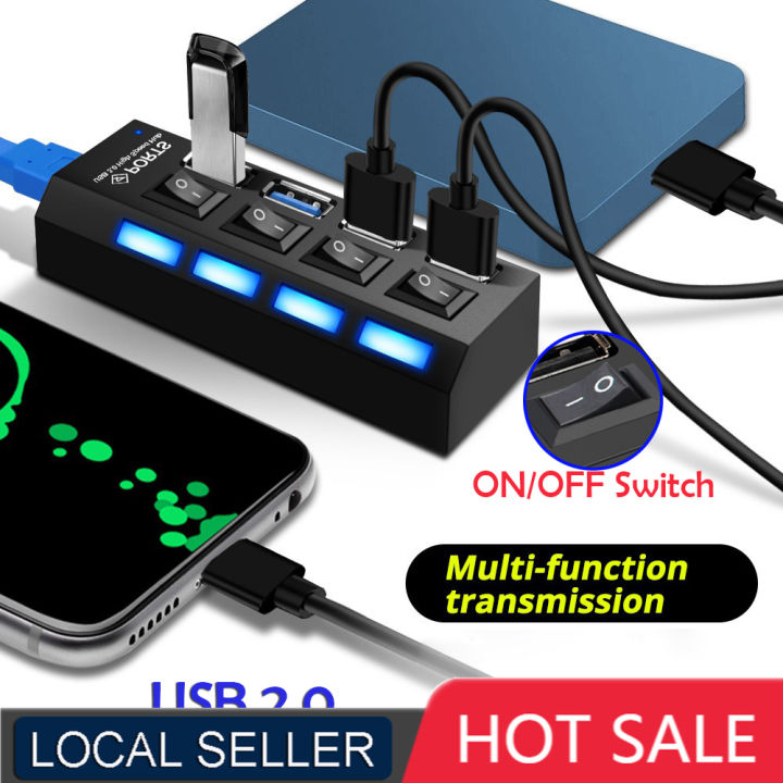 Multi Port USB Hub ON/OFF Switch Splitter High Speed USB 2.0 Hub ...