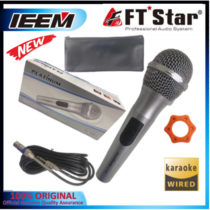 Heavy Duty Quality PLATINUM DYNAMIC MICROPHONE FOR 10 METER WIRE PL-998V With Free mic Ring ...