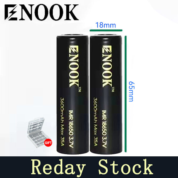 Enook 18650 3600mAh 35A 3.7v Rechargeable battery lithium ion battery ...