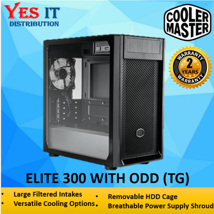 Cooler Master Elite 300 with ODD TG / STEEL mATX Casing (E300-KG5N-S00/E300-KN5N-S00) | Lazada