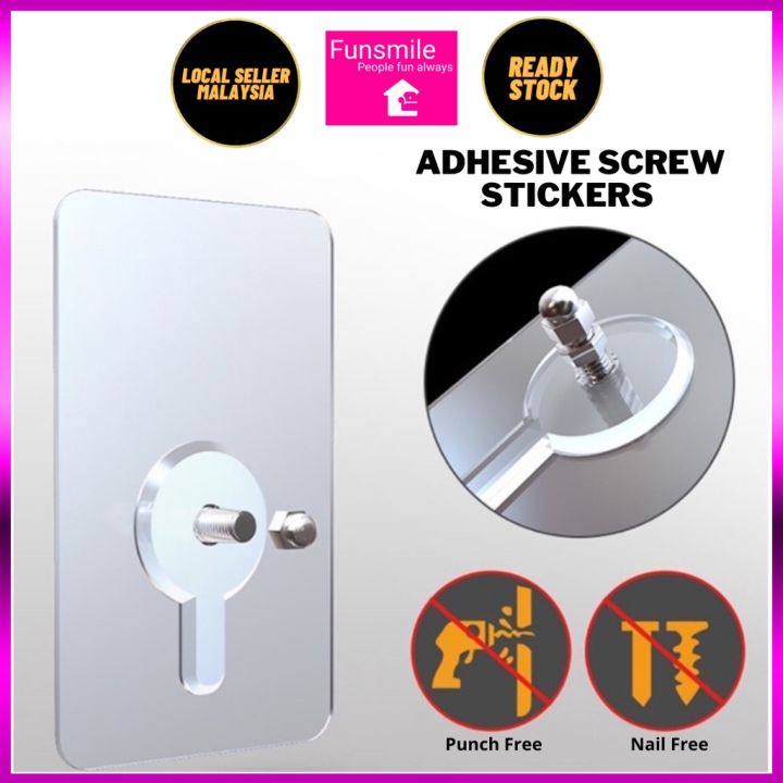 Screw Sticker Hook Sticker Punch Free Wall Sticker[Screw Length 10mm ...