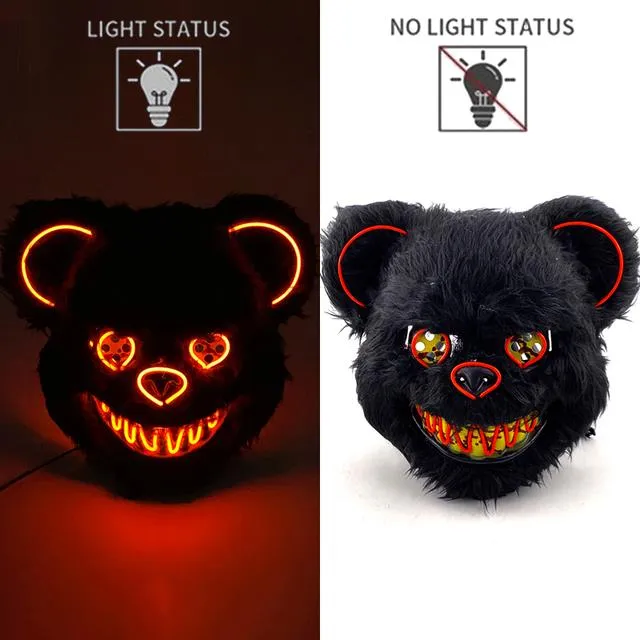 LED glowing Cosplay Bloody Rabbit Mask Halloween Scary Killer Bunny ...